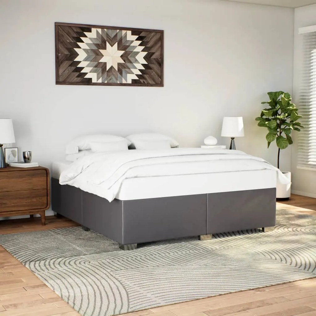 Rám postele šedá 200 x 200 cm umělá kůže 3284574