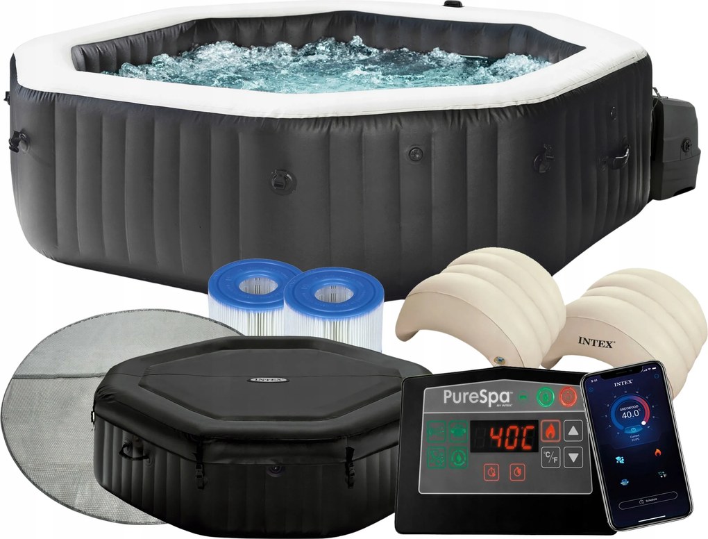 Bazén s hydromasáží Kulatý 1098L 218x218x71 cm 6-místný, nafukovací