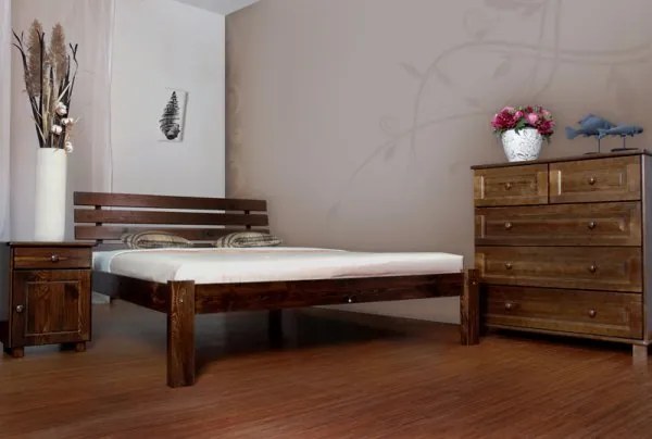 Postel Klára 160x200 cm ořech masiv borovice + matrace Relax