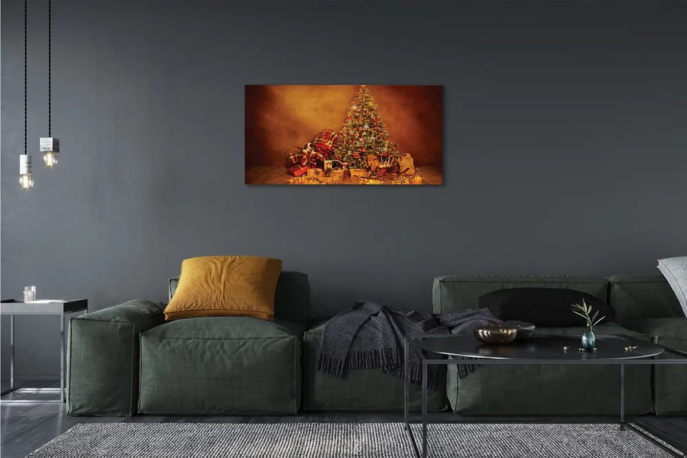 Obrazy na plátně Vánoční osvětlení dekorace dárky 100x50 cm