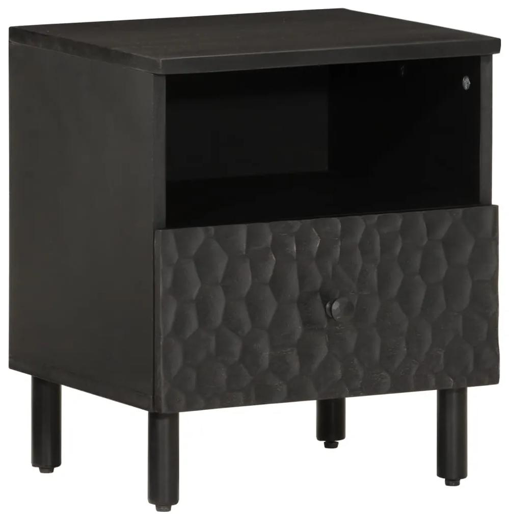 Noční stolek černý 40 x 33 x 46 cm masivní mangovníkové dřevo - Default Title