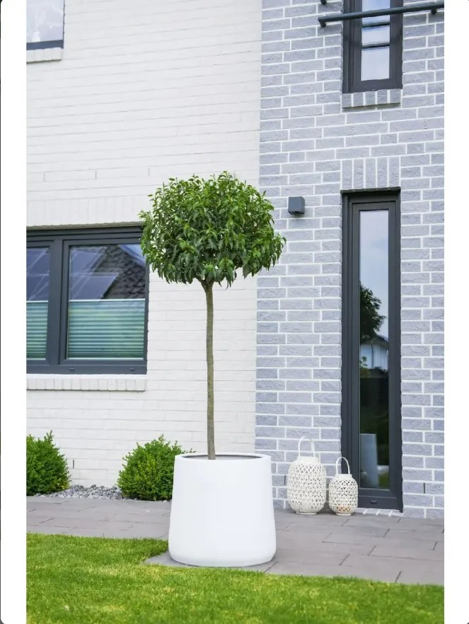 Kulatý květináč VEKRA, výška 50 cm, sklolaminát, bílý, OUTLET