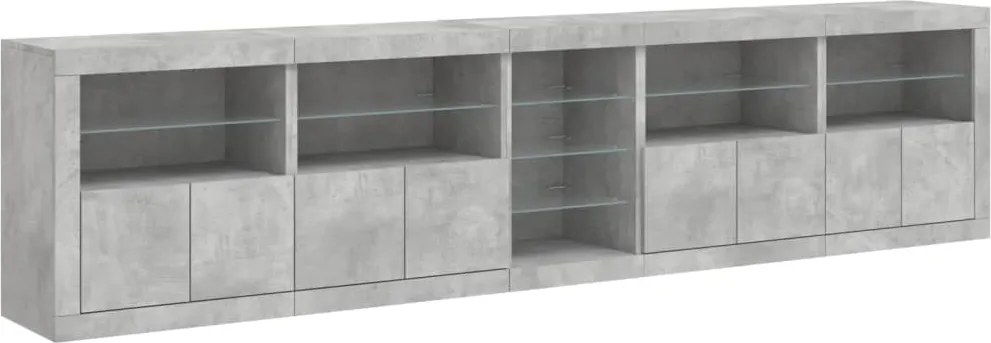 Příborník s LED osvětlením betonově šedý 283 x 37 x 67 cm 3209026