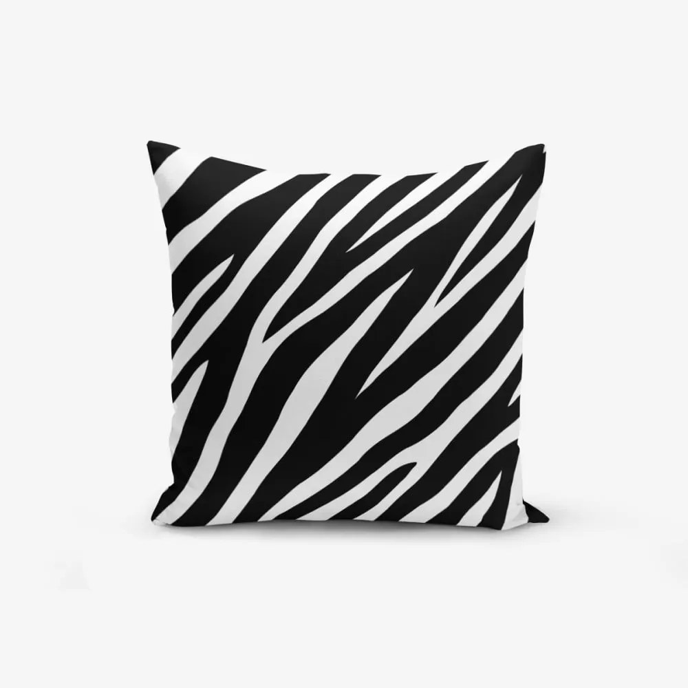 Černo-bílý povlak na polštář s příměsí bavlny Minimalist Cushion Covers Zebra, 45 x 45 cm