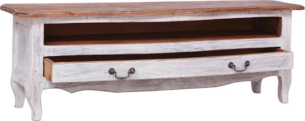 TV stolek 120 x 30 x 40 cm bílý masivní recyklované dřevo 283902