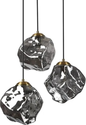 Lustr na lanku CRISTAL 3xE14/15W/230V mosaz/kouřová černá
