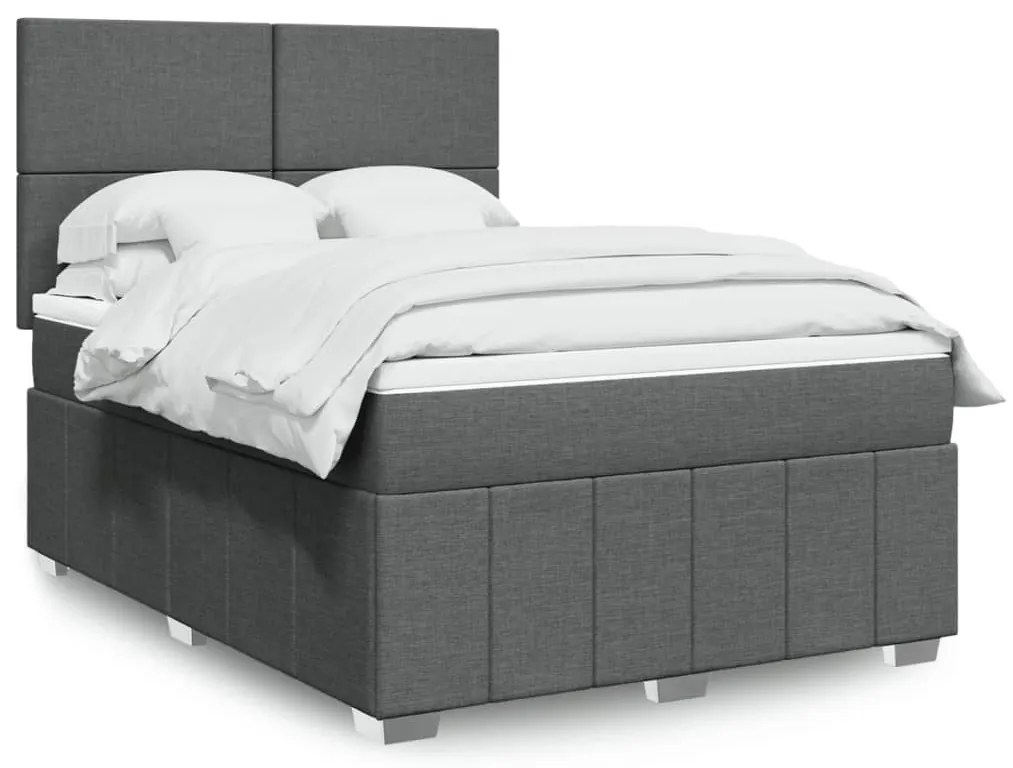 Box spring postel s matrací tmavě šedá 140x200 cm textil 3293985