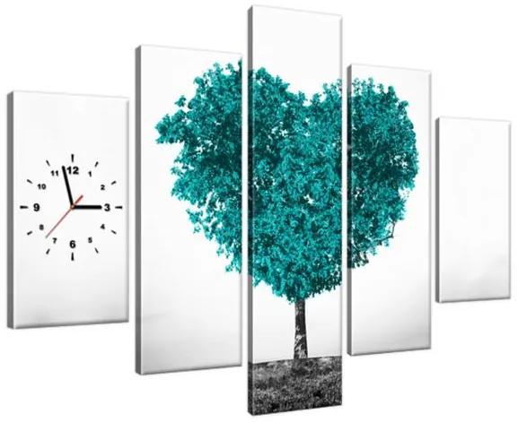 Obraz s hodinami Tyrkysový strom lásky 150x105cm ZP2558A_5H