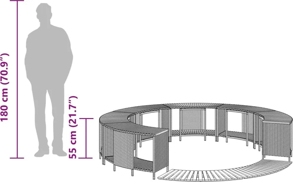 vidaXL Obruba k vířivce polyratan a masivní akáciové dřevo [3270650] Barva: Černá