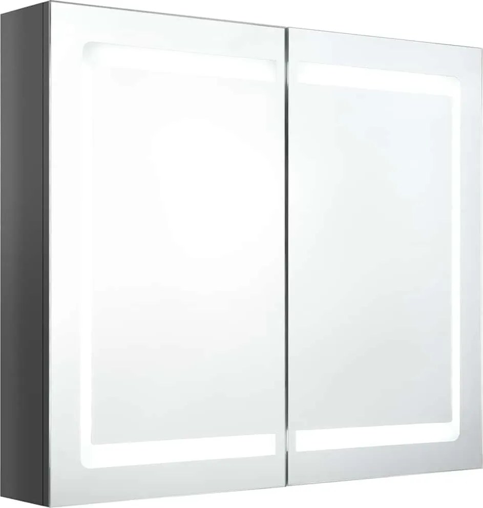 LED koupelnová skříňka se zrcadlem zářivě šedá 80 x 12 x 68 cm 326514