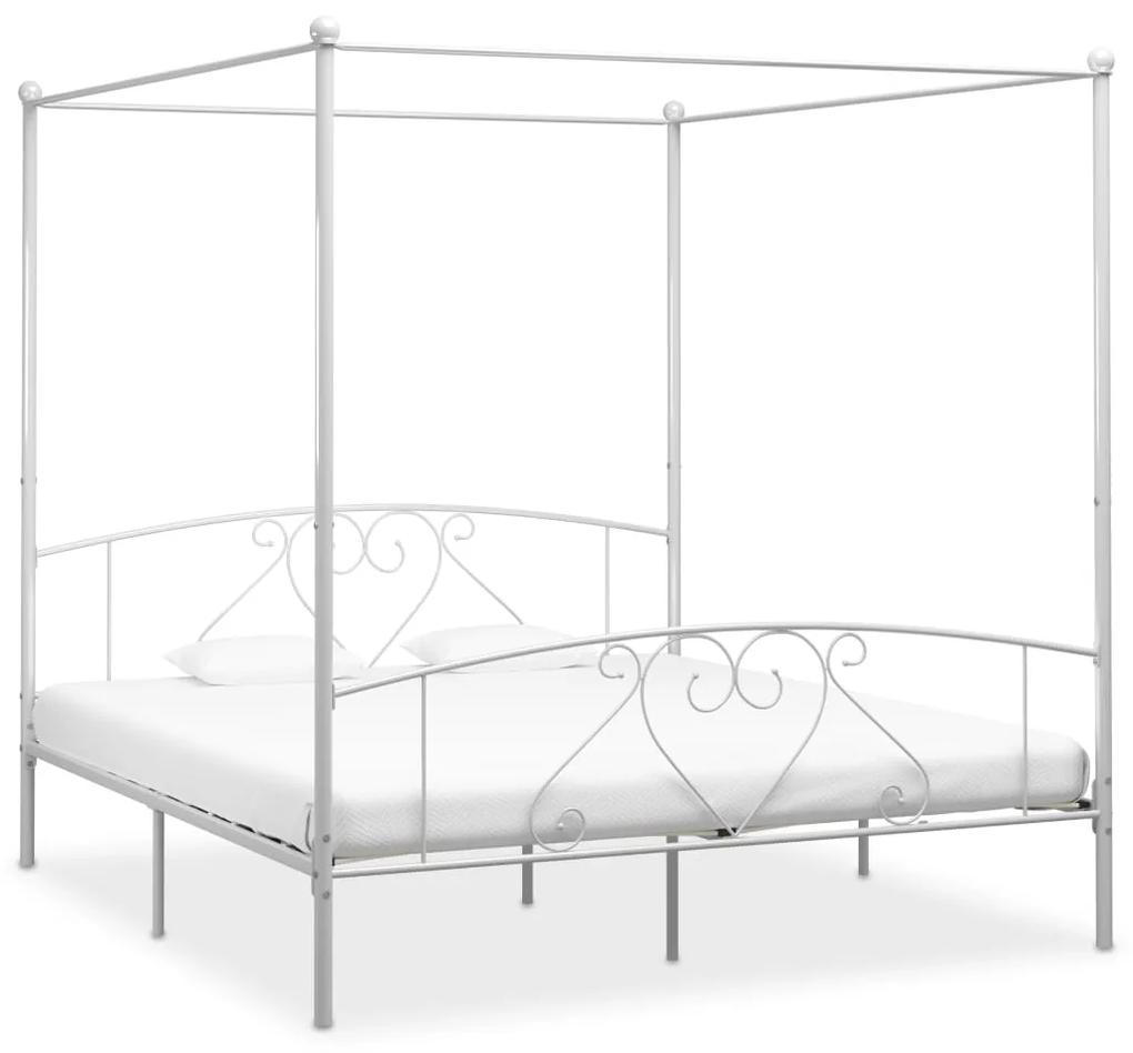 Rám postele s nebesy bílý kovový 180 x 200 cm - Default Title