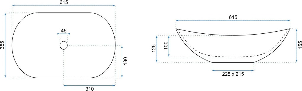 Keramické umyvadlo na desku REA Royal 61,5x35,5 skořicová mat