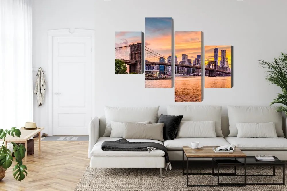 Vícedílný obraz New York City Panoramatická Krajina Nedostatek Nedostatek Přírodní plátno 240x150