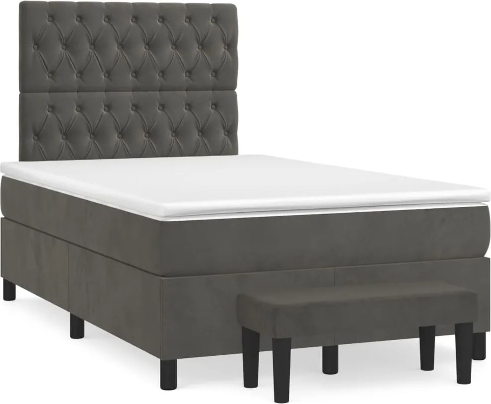 Box spring postel s matrací tmavě šedá 120 x 200 cm samet 3138014