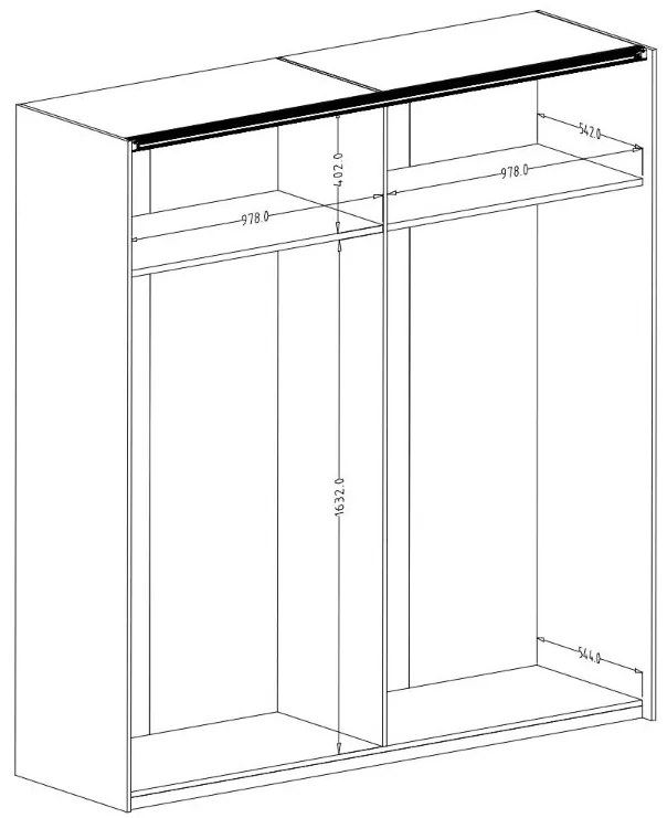 Šatní skříň se zrcadlem 201 cm LJUBA - dub flagstaff