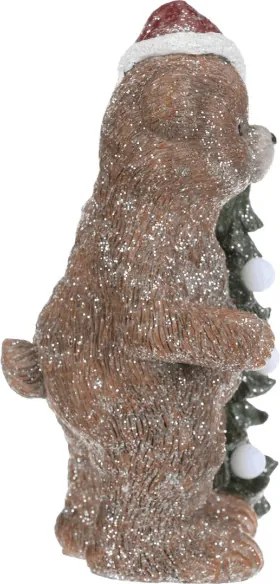 Vánoční figurka medvěda se stromkem a LED osvětlením (2 ks)