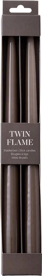 TWIN FLAME Sada svíček 2 ks 31 cm - šedohnědá