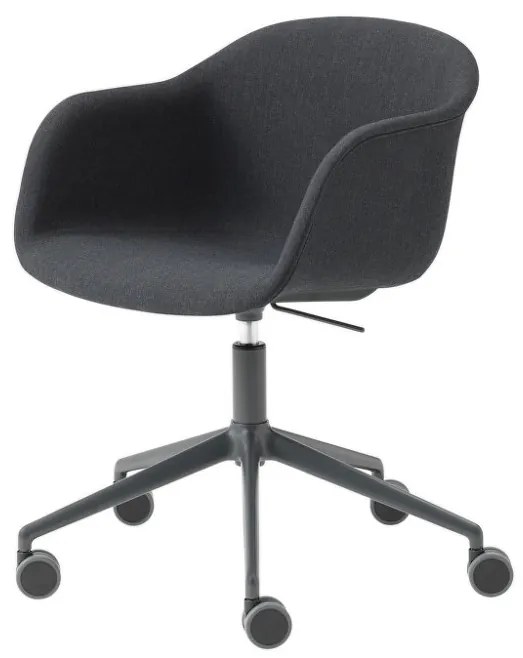 Muuto Židle Fiber Arm Chair Swivel čalouněná na kolečkách, black