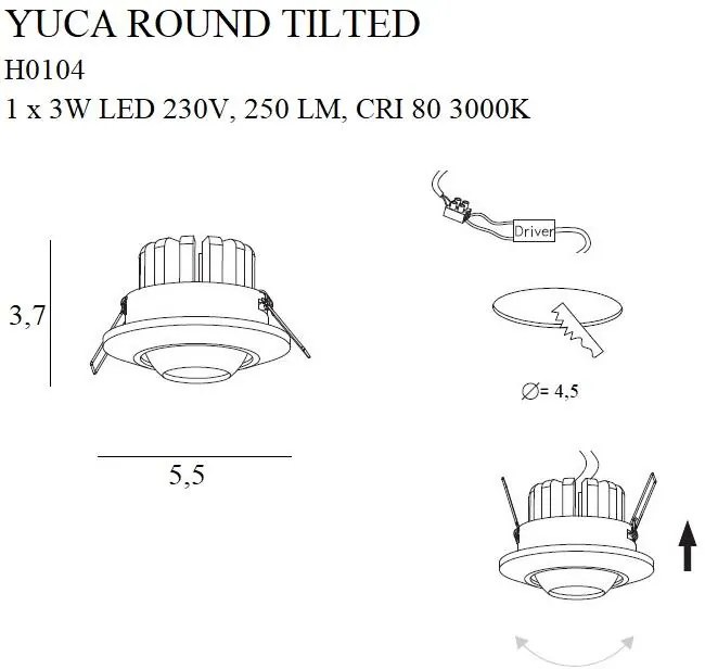 Maxlight H0104 YUCA Zápustné svítidlo 3W, bílé