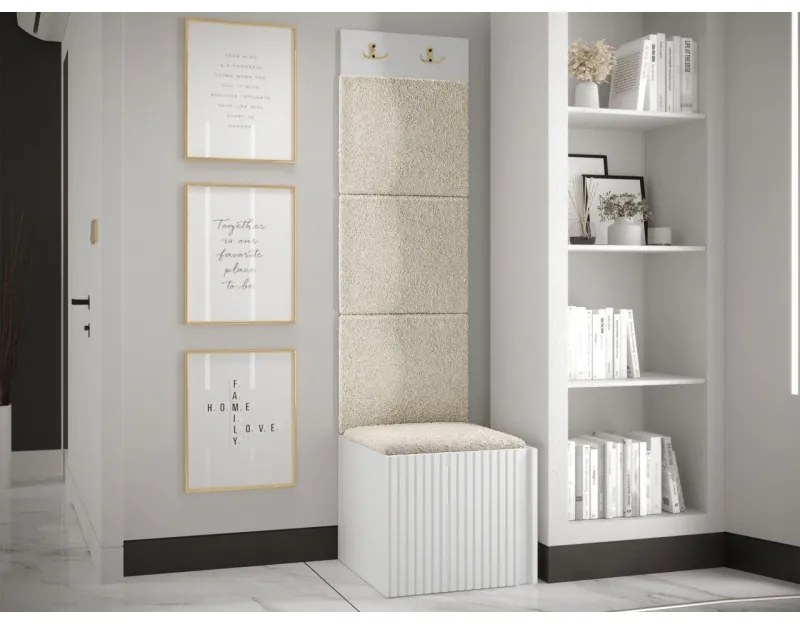 Předsíňová sestava Towiro Slim XXII, Barva: bílá, Barva látek:: Abriamo 03