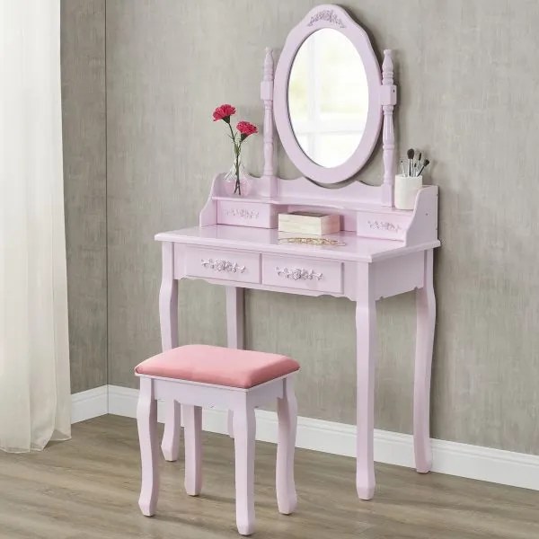 Toaletní stolek Mira - růžový