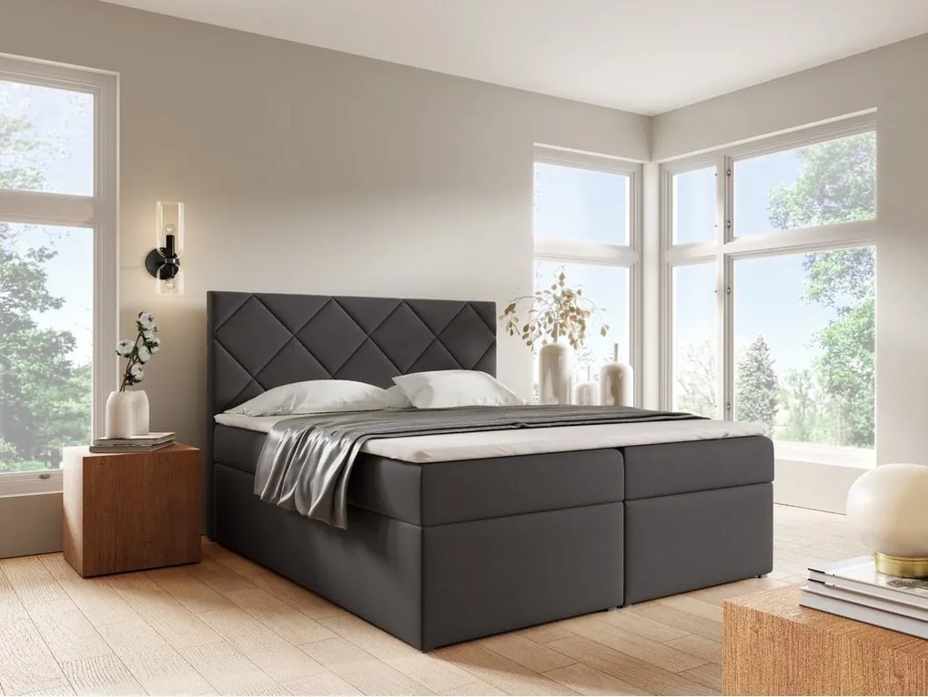 Eka Kontinentální čalouněná postel DIAMOND - Trinity (200x200 cm) Barva látky Trinity: Zelená (Trinity 2327)