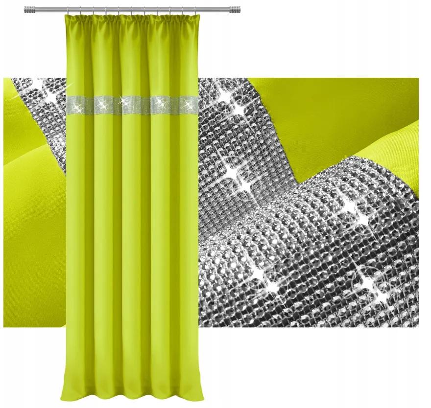 YESTU Hotový závěs na řasící pásce 140x250cm se zirkony různé barvy Barva: 404-44 pastelově žlutá