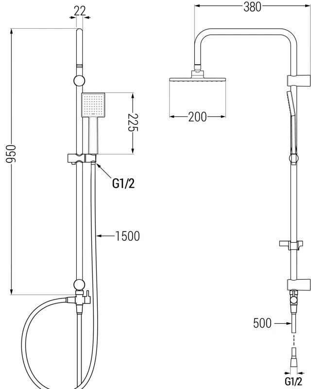 Mexen Tord sprchový set s dešťovou sprchou a Slim termostatickou sprchovou baterií, chromová, 77105200-00
