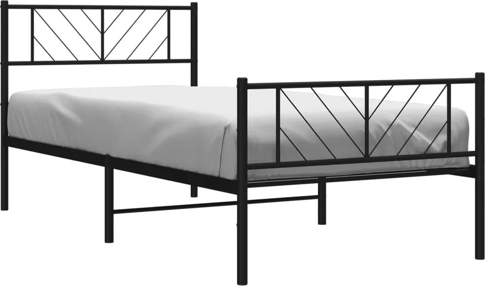 vidaXL Kovový rám postele s hlavovým a nožním čelem 90 x 200 cm [372190] Barva: Bílá