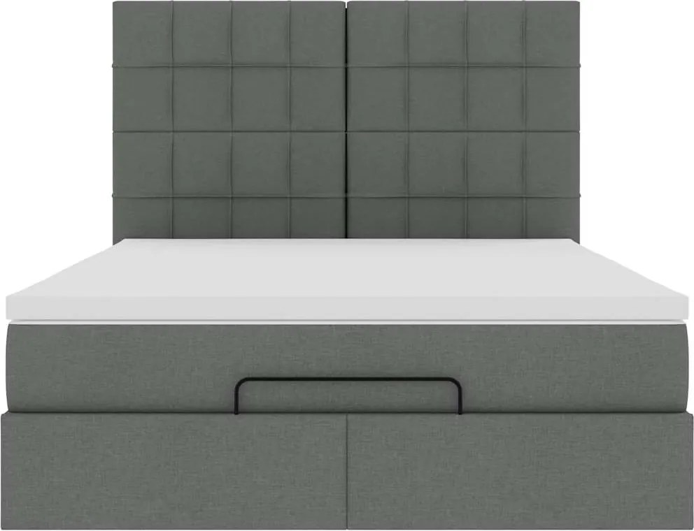 Osmanský rám postele s matrací tmavě šedá 140x190cm textil 3313155
