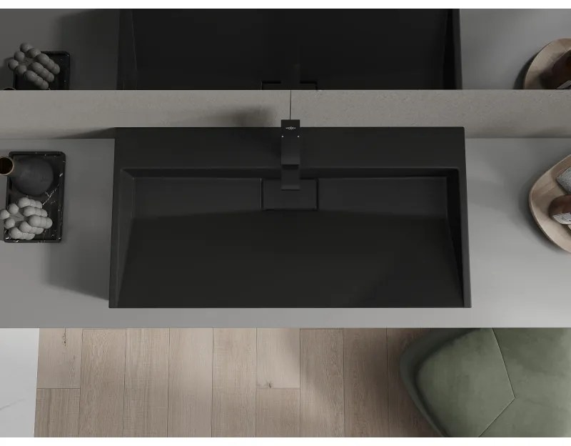 Mexen Ava, umyvadlo na desku z konglomerátu 1/O 90 x 46 cm, černá matná, 23018071