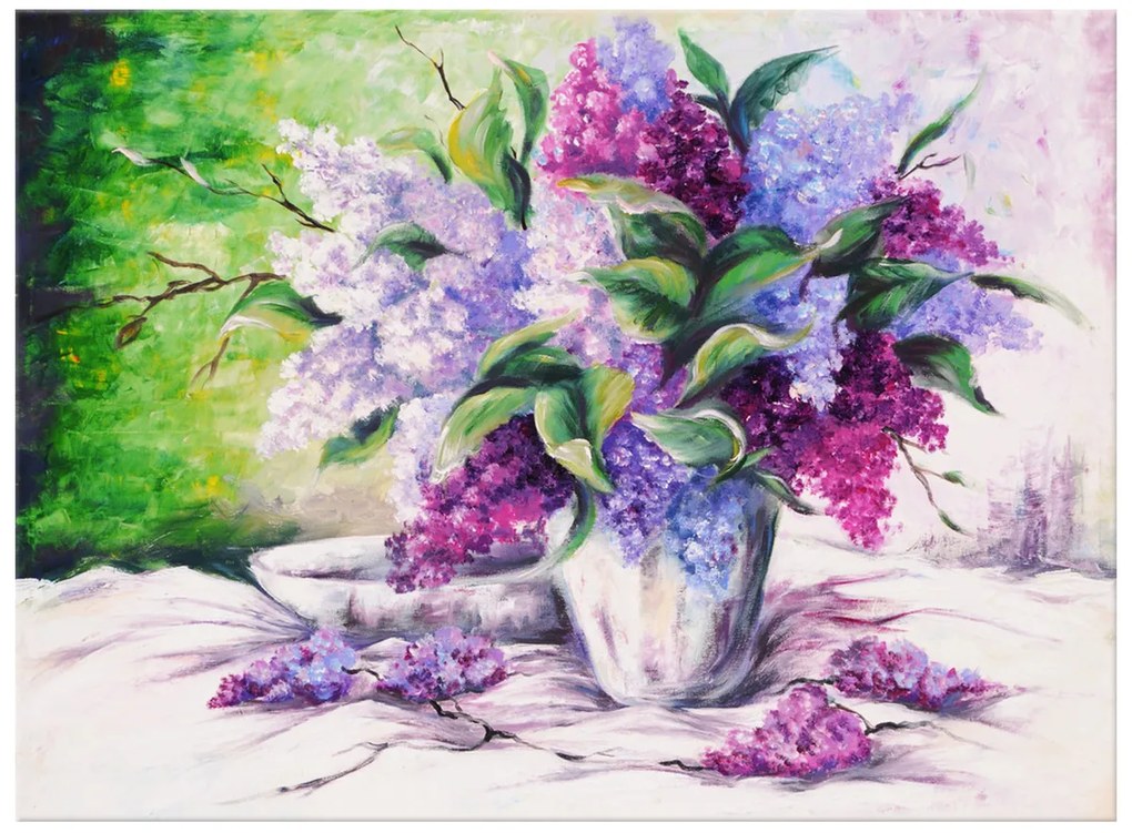 Gario Ručně malovaný obraz Kytice barevných levandulí Rozměry: 120 x 80 cm