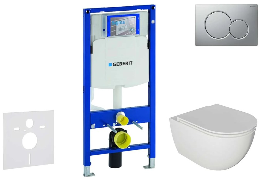 Geberit Duofix - Set předstěnové instalace, klozetu Oudee a sedátka softclose, tlačítko Sigma01, lakovaný matný chrom SANI11CA1123