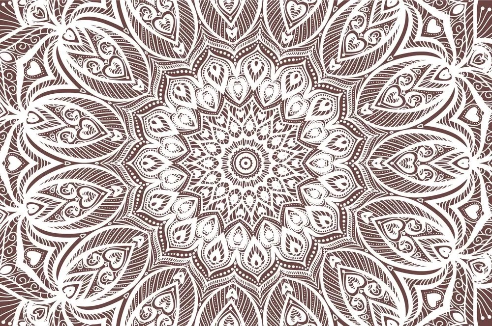 Tapeta Mandala harmonie na hnědém pozadí - 450x300 cm