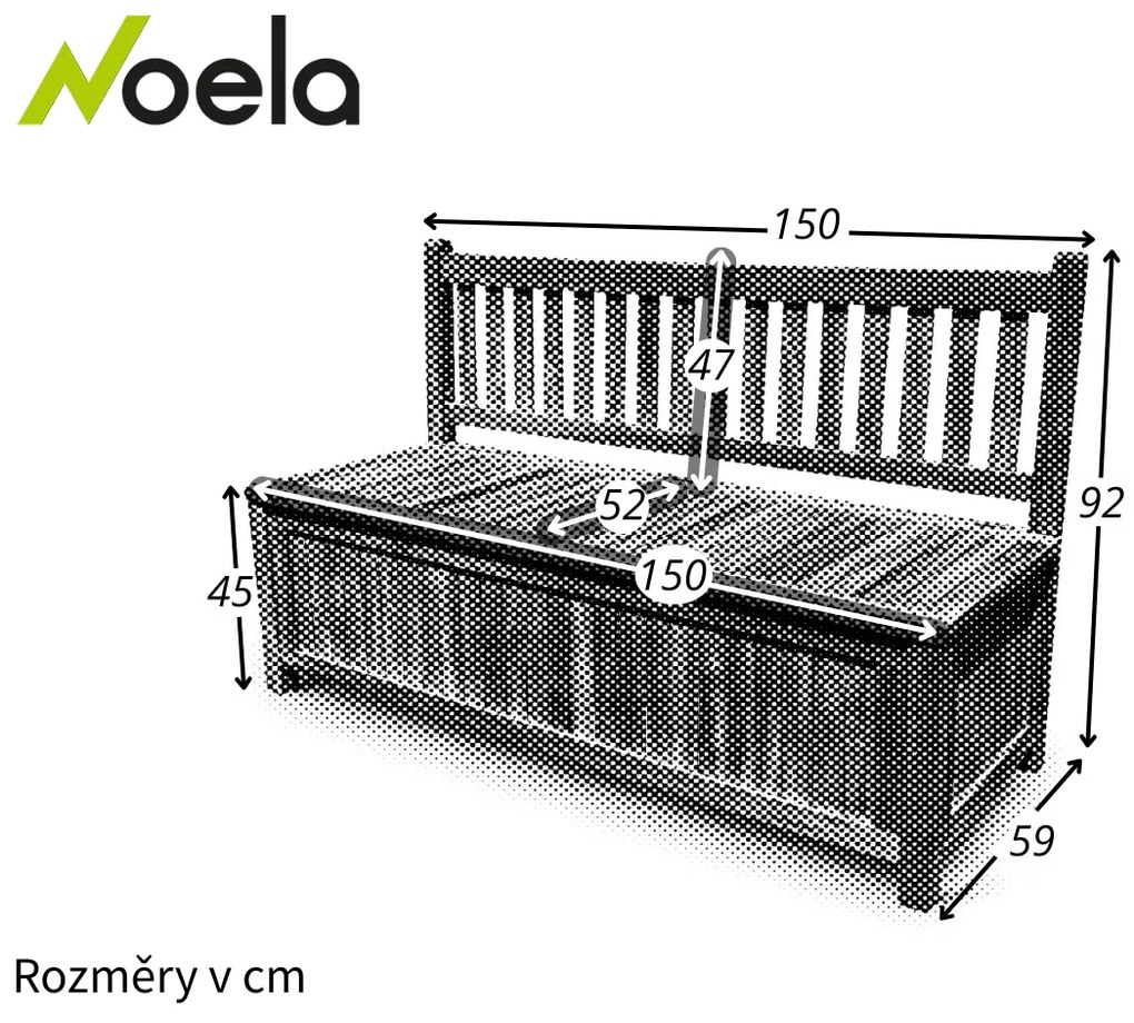 Noela Zahradní dřevěná lavice s úložným prostorem Ria 150 cm