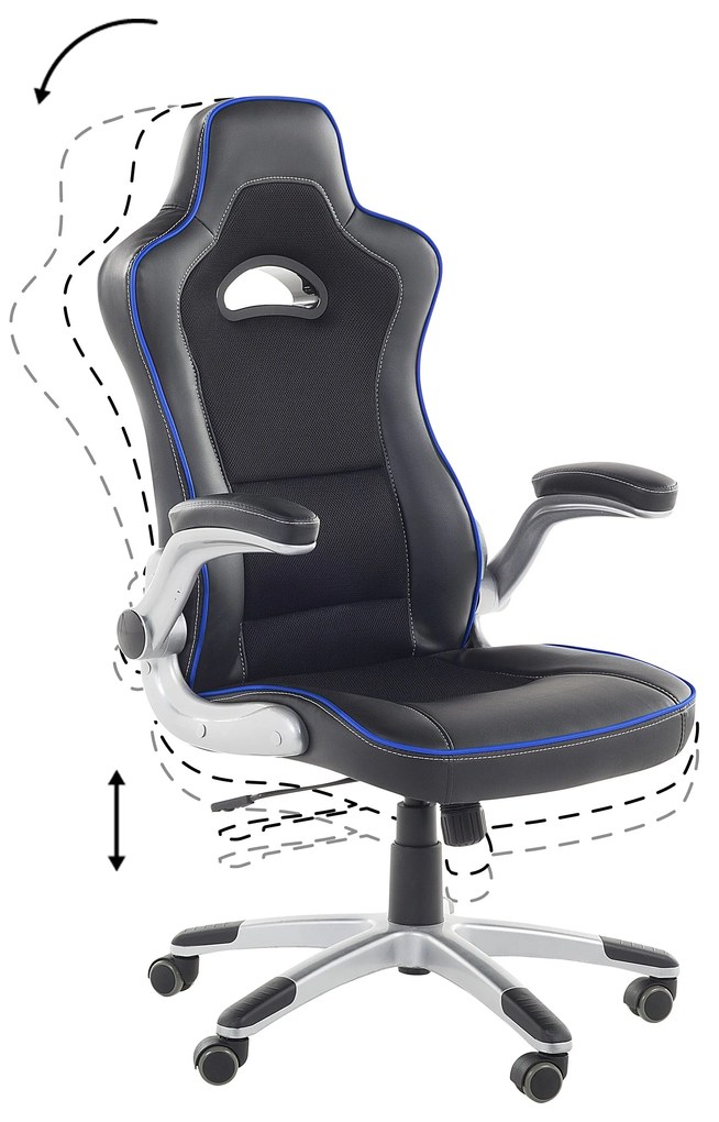 Otočná herní židle modrá/černá MASTER Beliani