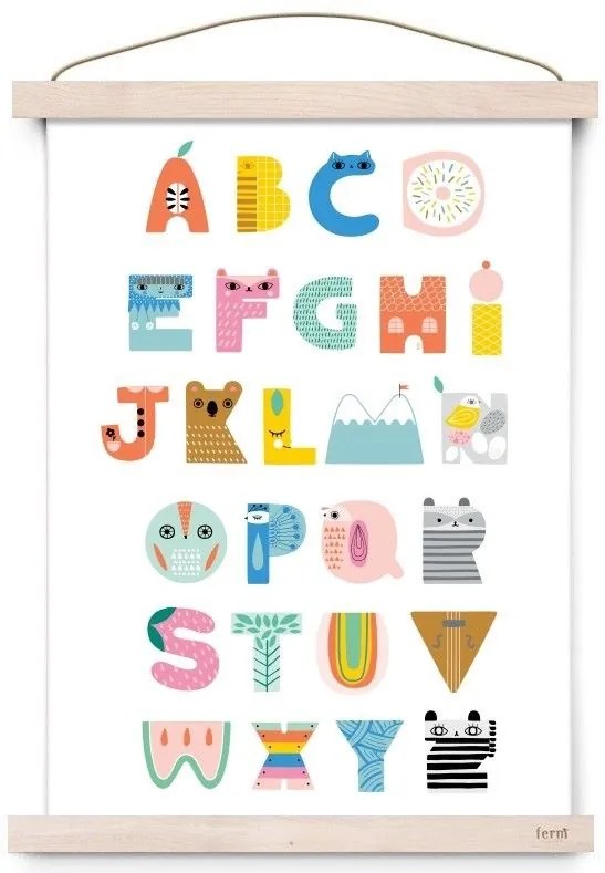 PETIT MONKEY Dětský plakát ABC Shaped Characters, multi barva, papír