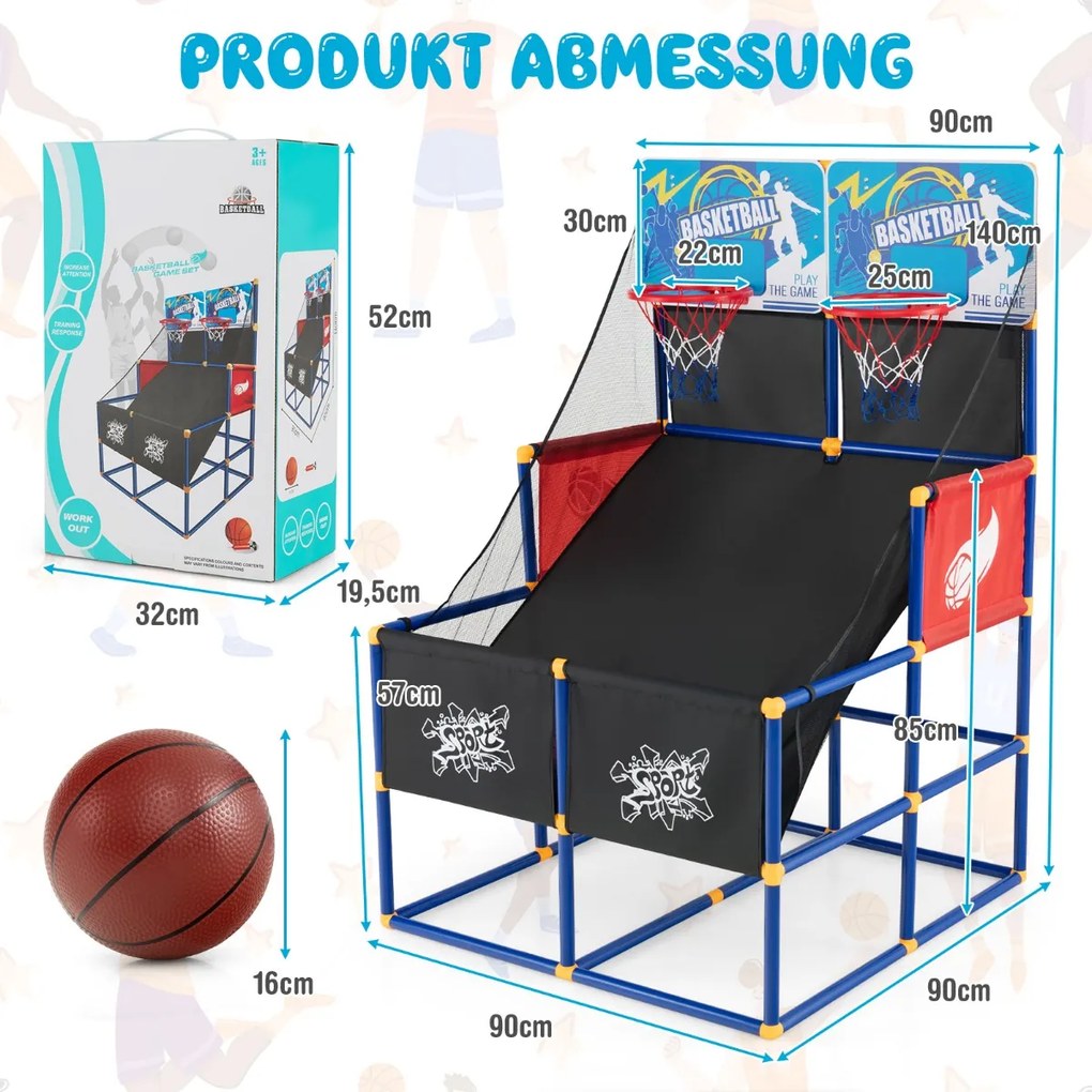 Costway Basketball Arkádová hra pro děti Basketbalový stojan se 2 košíky