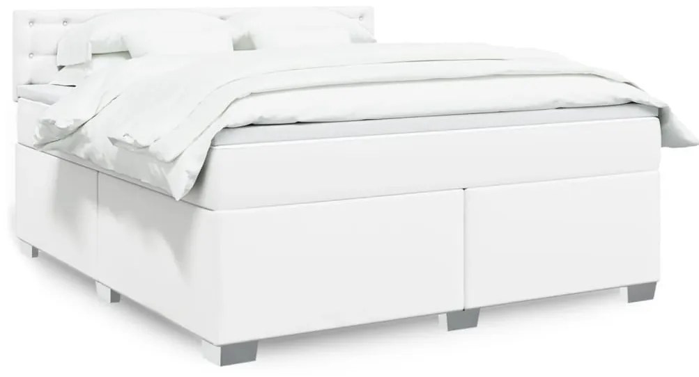 Box spring postel s matrací bílá 180x200 cm umělá kůže 3286133