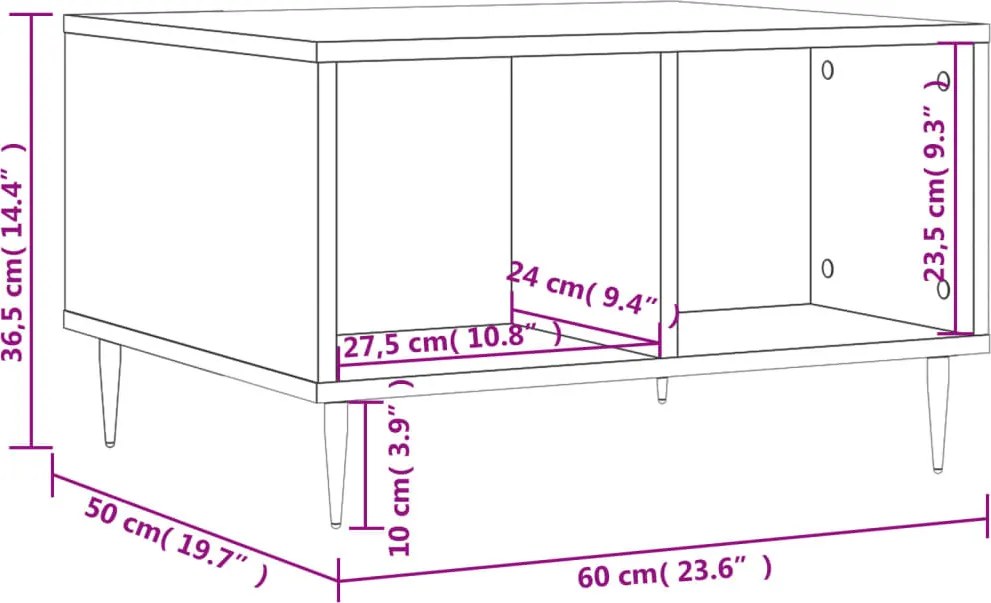 vidaXL Konferenční stolek 60x50x36,5 cm kompozitní dřevo [830532] Barva: bílá s vysokým leskem
