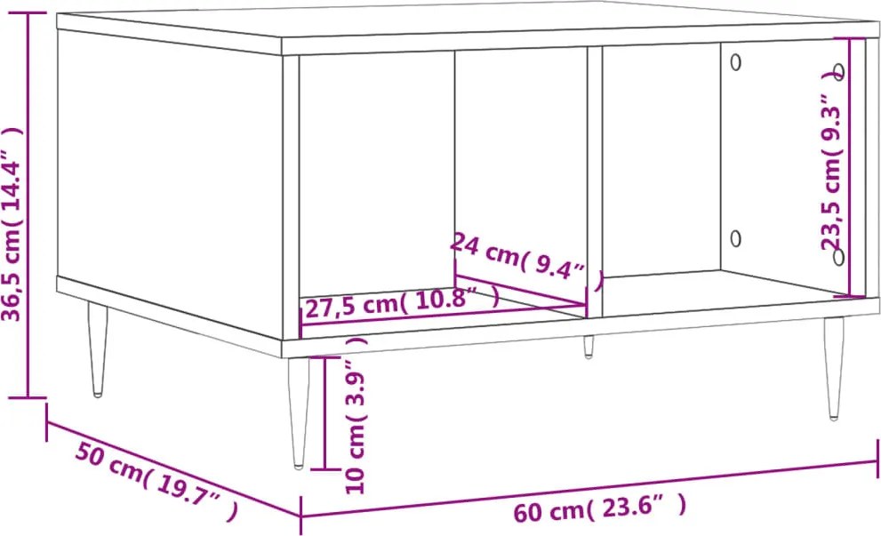 vidaXL Konferenční stolek 60x50x36,5 cm kompozitní dřevo [830532] Barva: Bílá