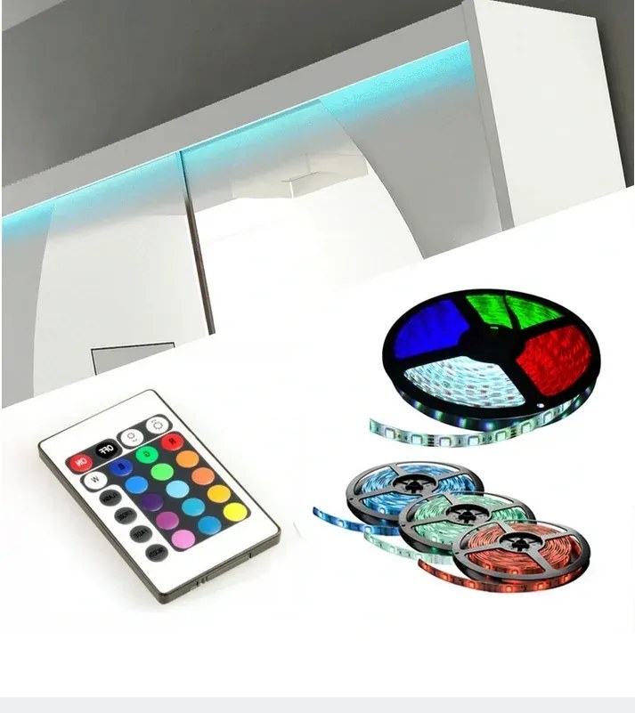 Posuvná skříň se zrcadlem a LED osvětlením BARIO 120 choco