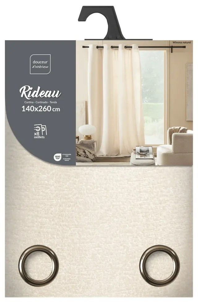 Krémový závěs z materiálu bouclé 140x260 cm Winona – douceur d'intérieur