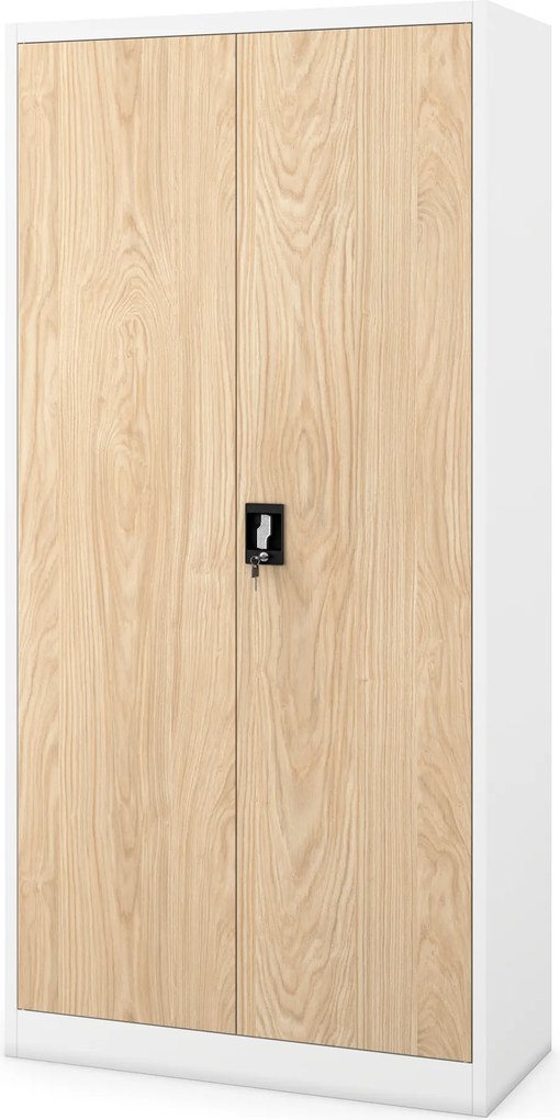 Kancelářská skříň na dokumenty se 4 policemi, bílá/dub sonoma, 900x1850x400 mm: JAN Eco Design