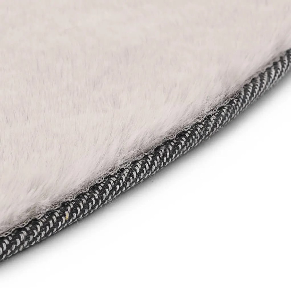 Kulatý šedý koberec z umělé králičí kožešiny JANES 80 cm