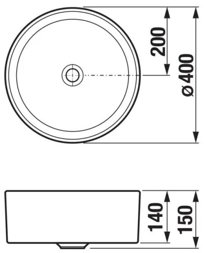 JIKA H8184207161121 - Umyvadlo na desku CUBITO pr. 40 cm keramika/matná černá