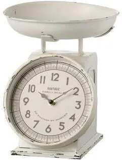 Krémové antik kovové stolní hodiny ve tvaru staré váhy - 17* Ø 21,5*26cm