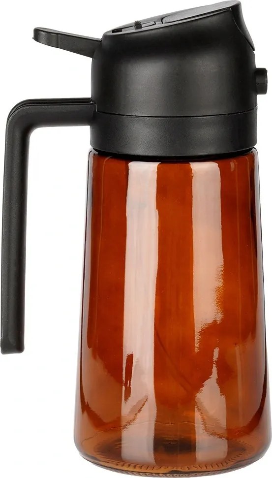 VILDE Skleněný rozprašovač a dávkovač na olej 2v1 450ml - hnědé sklo