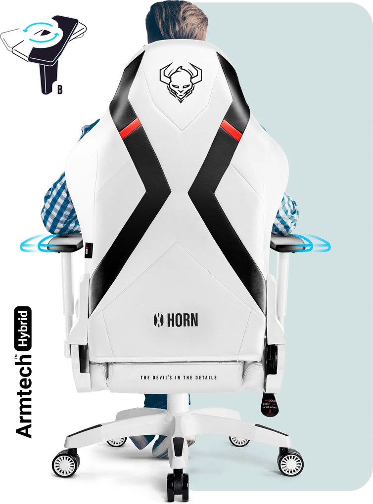 Herní židle z ekokůže King Size, bílo-černá: Diablo X-Horn 2.0