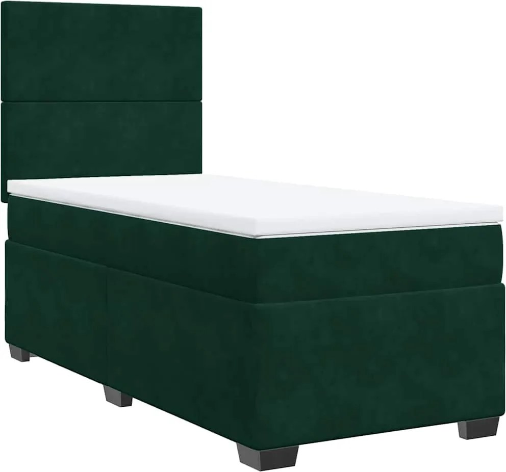 Box spring postel s matrací tmavě zelená 90x190 cm samet 3293083